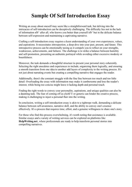 Example Of Narrative Essay About Yourself | PDF