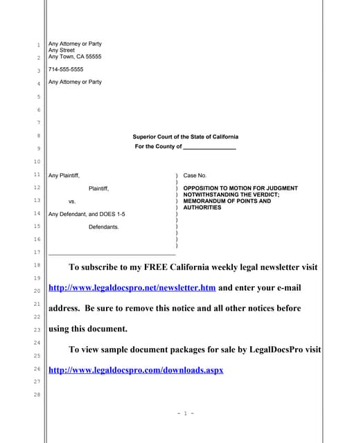 Sample motion for consolidation of cases in California | DOC | Legal ...