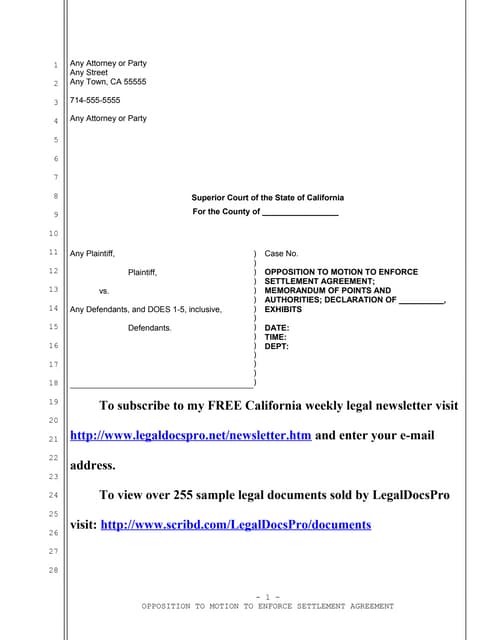 Sample motion for consolidation of cases in California | DOC | Legal ...