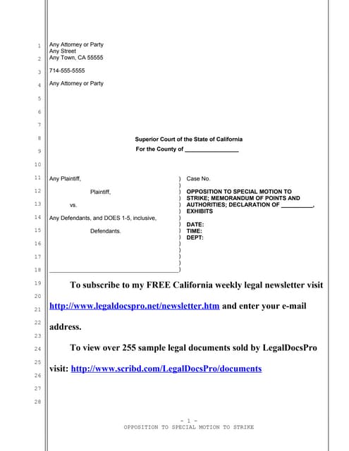 Sample California motion to vacate default judgment under ccp section ...