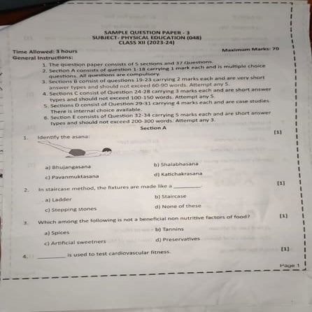 Sample paper Physical education mmmmmpdf | PDF