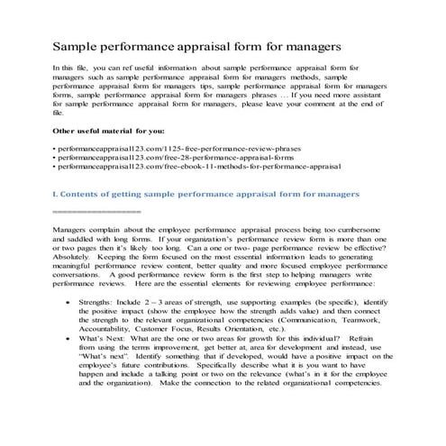 Performance appraisal form examples | DOCX