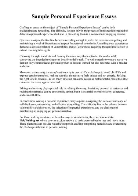 Personal Background Essay | PDF