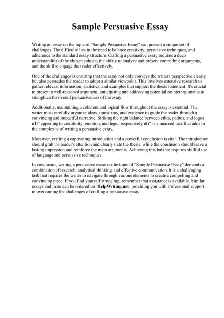 Examples Argumentative Essay | PDF