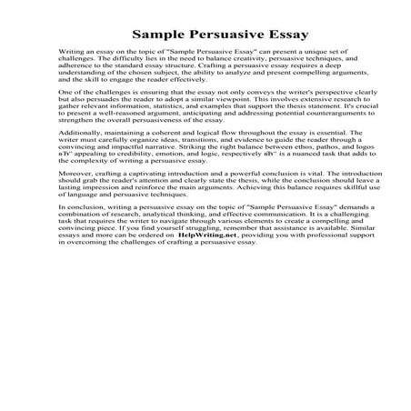 Sample Persuasive Essay.pdf | Poetry | Books and Literature
