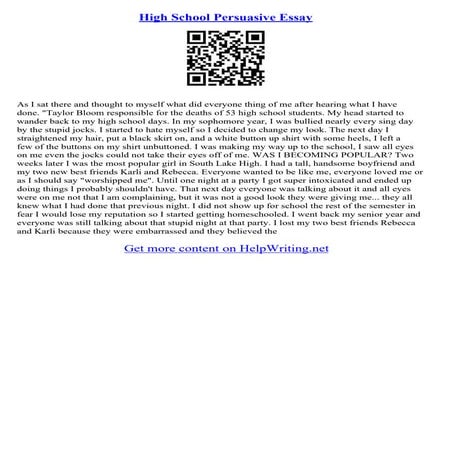 Sample Persuasive Essay High School | PDF