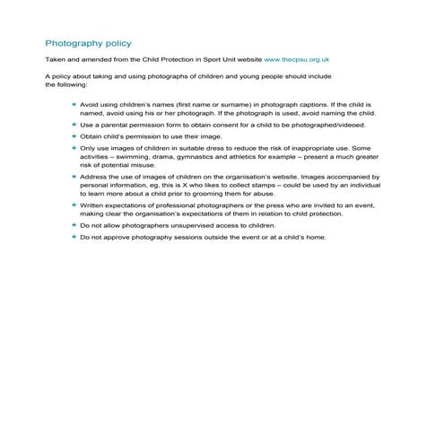 Sample photography policy | PDF