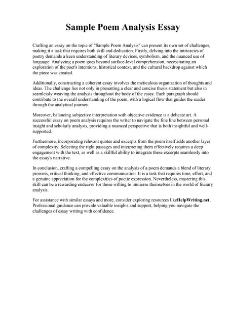 Poetry Essay Examples.pdf | Homework and Study | Education