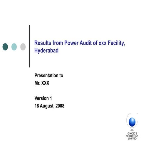 Sample Power Audit Results | PPT