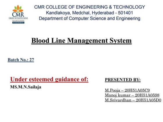 Blood Bank Management System | PPTX | Business Banking & Finance | Business