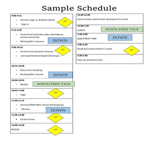 Sample pre k schedule | PDF