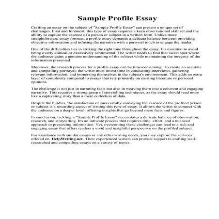 Sample Profile Essay | PDF | Screenwriting | Content Production
