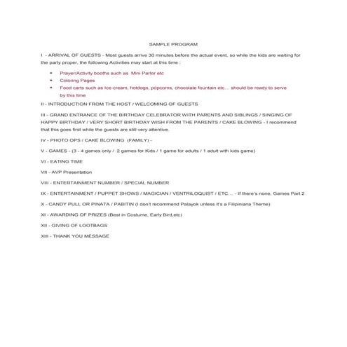 Sample program ni van van1 | DOCX | Birthday | Personal Celebrations ...