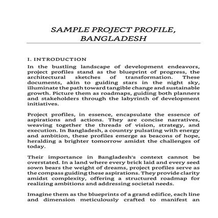 Sample Project Profile Bangladesh.pdf PPB | PDF
