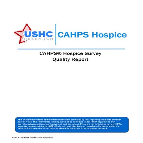 CAHPS Hospice Quality Report - Sample US Health Care Research | PDF