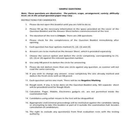 Sample questions upes btech 2011 | PDF