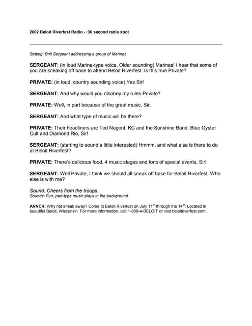 Radio ad script | PDF