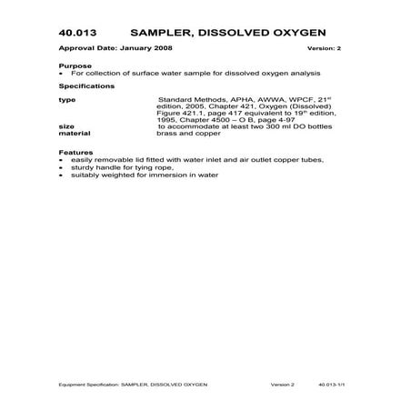 Sampler, dissolved oxygen | DOC