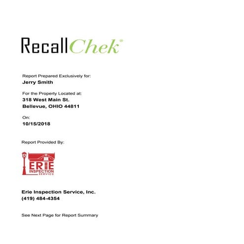 Sample RecallChek Report | PDF