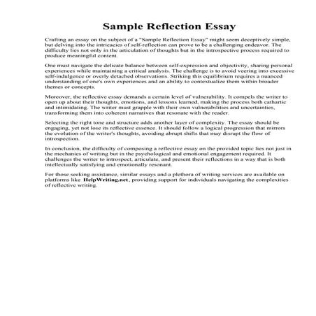 Sample Reflection Essay. Example Of Reflection Paper - 002 Essay ...
