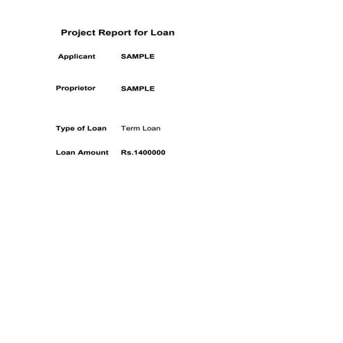 A SAMPLE OF PROJECT REPORT FOR BANK LOAN | PDF