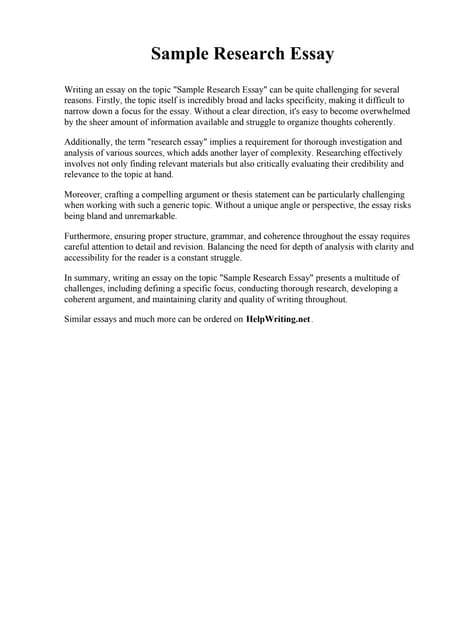 English Essay Sample | PDF