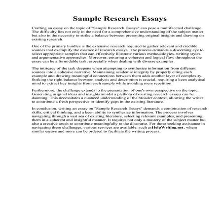 Sample Research Essays.pdfSample Research Essays | PDF
