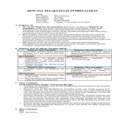 RPP Bahasa Indonesia 11 revisi 2017 | PDF