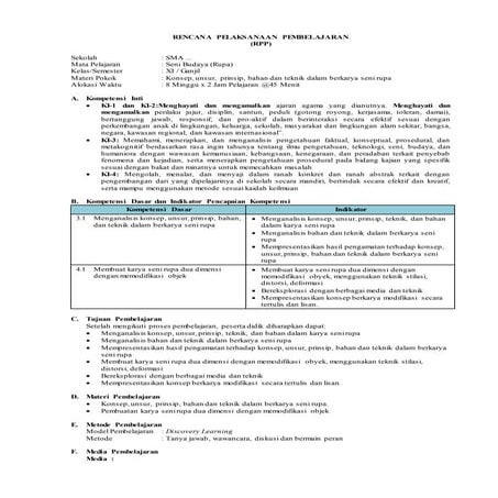 RPP seni budaya 11 revisi 2017 | DOCX