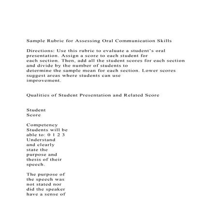 Sample Rubric for Assessing Oral Communication Skills Dir.docx