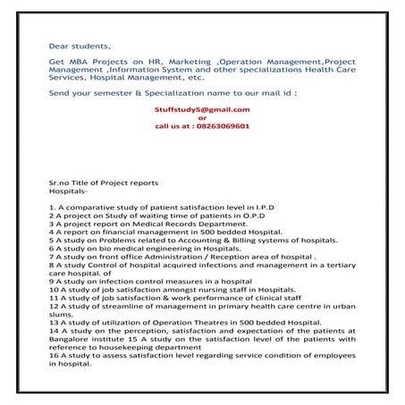 Symbiosis MBA Projects | DOCX