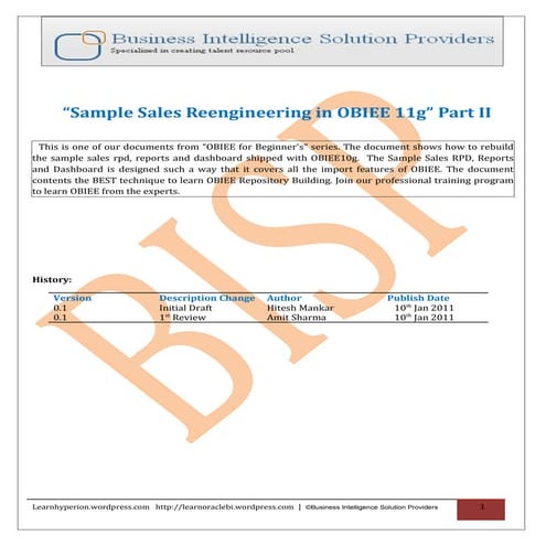 Sample sales reengineering in obiee 11g part ii | PDF