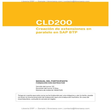 CLD200 Col23 Creación de extensiones en paralelo en SAP BTP | PDF