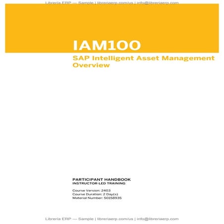 SAP Intelligent Asset Management Overview, IAM100 Col2403 | PDF