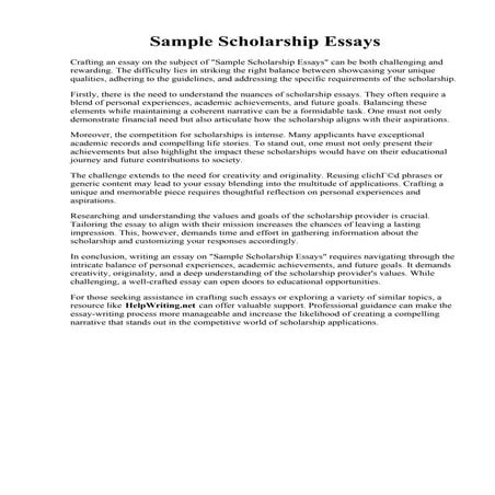Sample Scholarship Essays | PDF