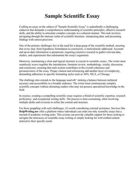 Example Of Scientific Essay. Boricua College | PDF