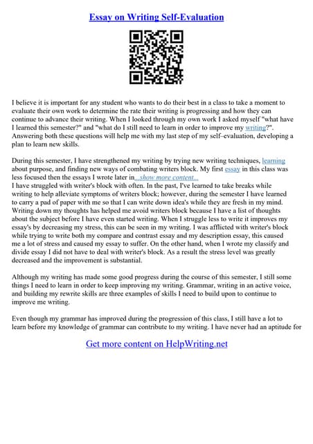 Self Evaluation Essay Pdf
