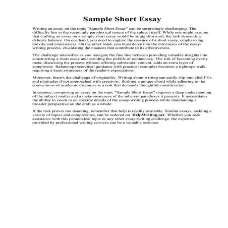 Sample Short Essay | PDF | Homework and Study | Education