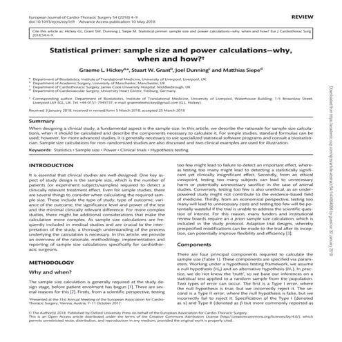 Sample size and power calculations | PDF