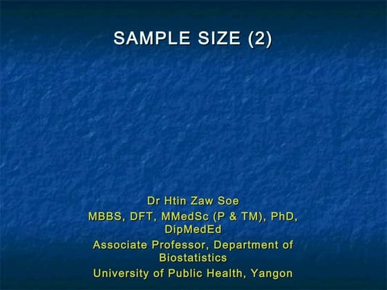 3. Calculate samplesize for prevalence studies | PPT
