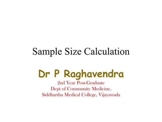 Sample size calculation for cohort studies | PPT