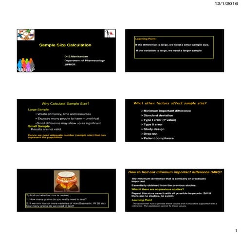 Sample size calculation - a brief overview
