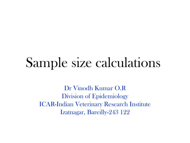 Sample Size Calculation for Quantitive and Qualitative Studies | PPTX
