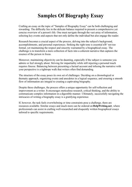 Biographical Essay Example. NewSchool of Architecture and Design | PDF