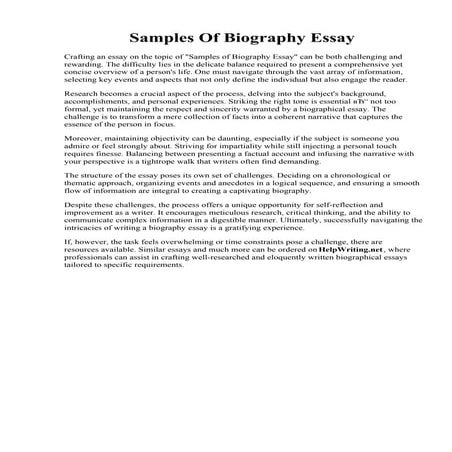 Samples Of Biography Essay Pdf