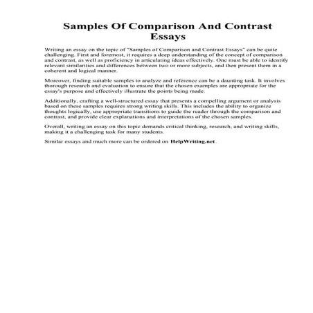 Samples Of Comparison And Contrast Essays | PDF