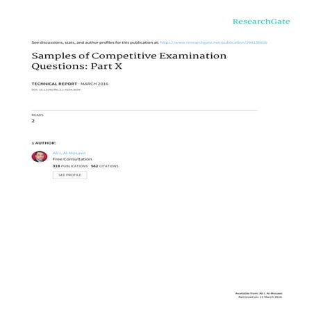 Samples of competitive examination questions: Part X | PDF
