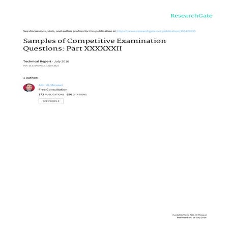 Samples of competitive examination questions: Part XXXXXXII | PDF