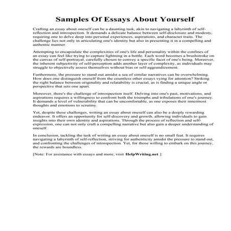Samples Of Essays About Yourself | PDF