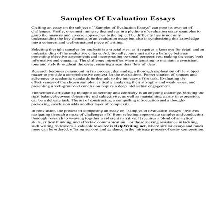 Samples Of Evaluation Essays. Evaluation Essay - 9 Examples, Format ...